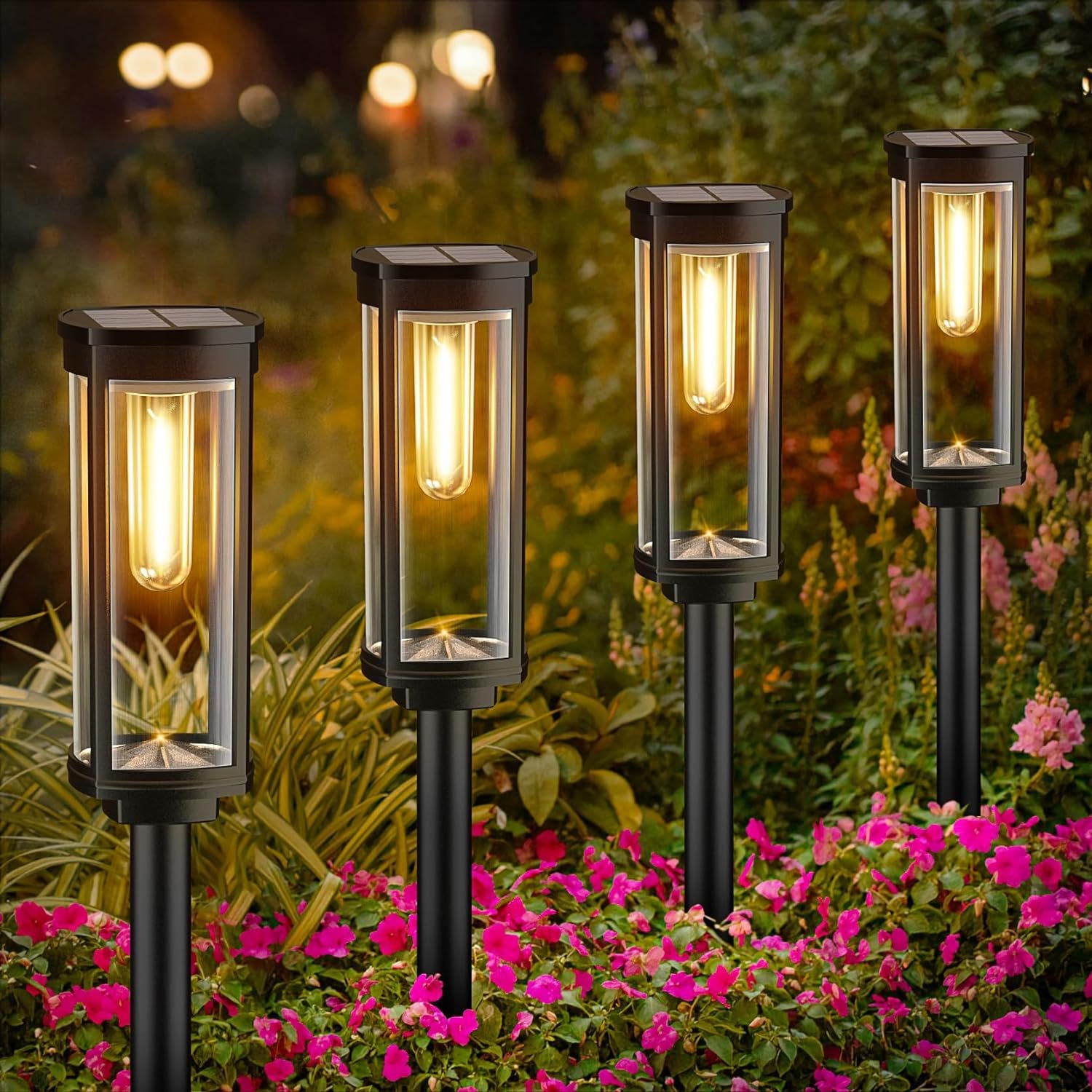 Solid Surface Solar Pathway Light Stands 2 Pack Solar Lights Outdoor
