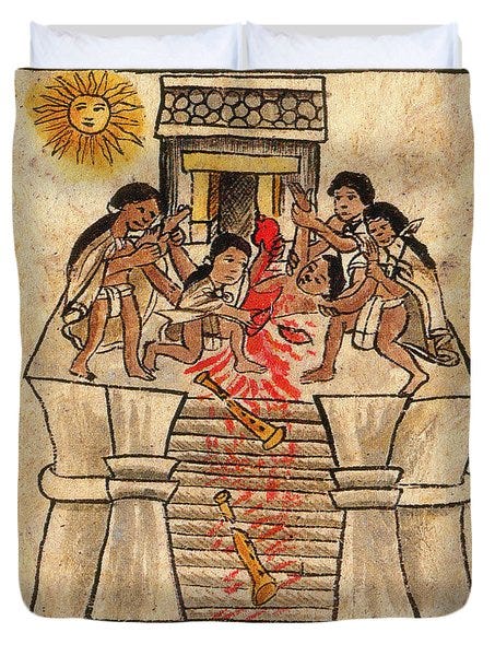Aztec Human Sacrifice Drawing