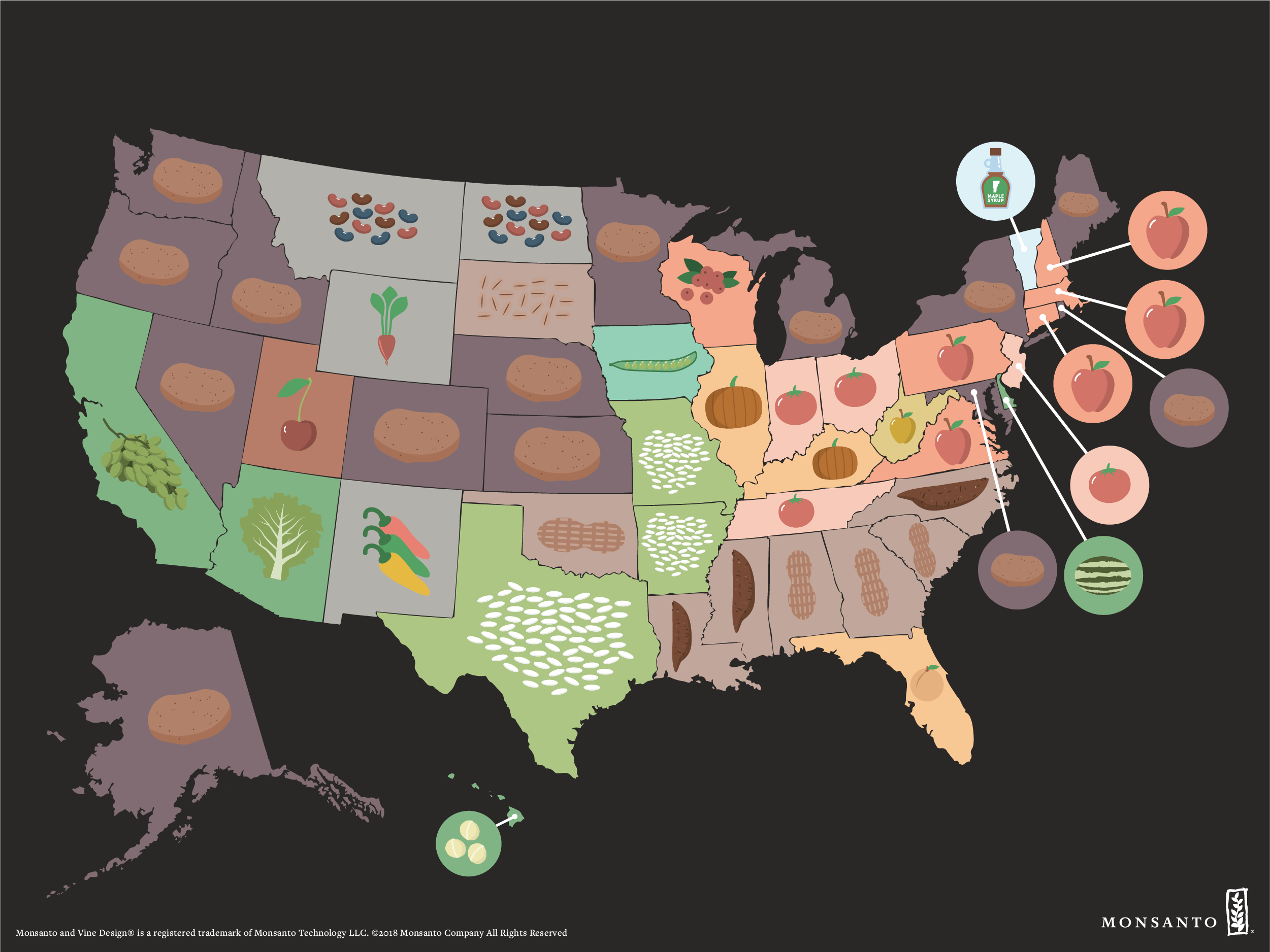 Common Foods Grown In North America Map