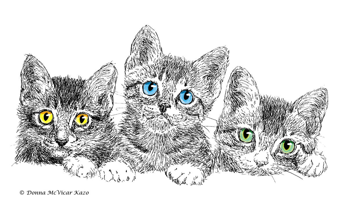 3 Black Cats Clip Art