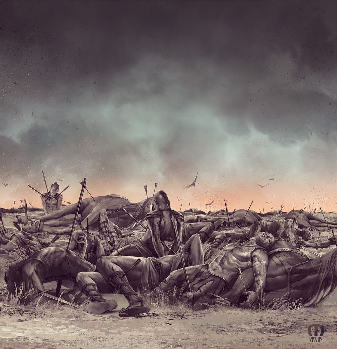 Medieval Battlefield Aftermath Art