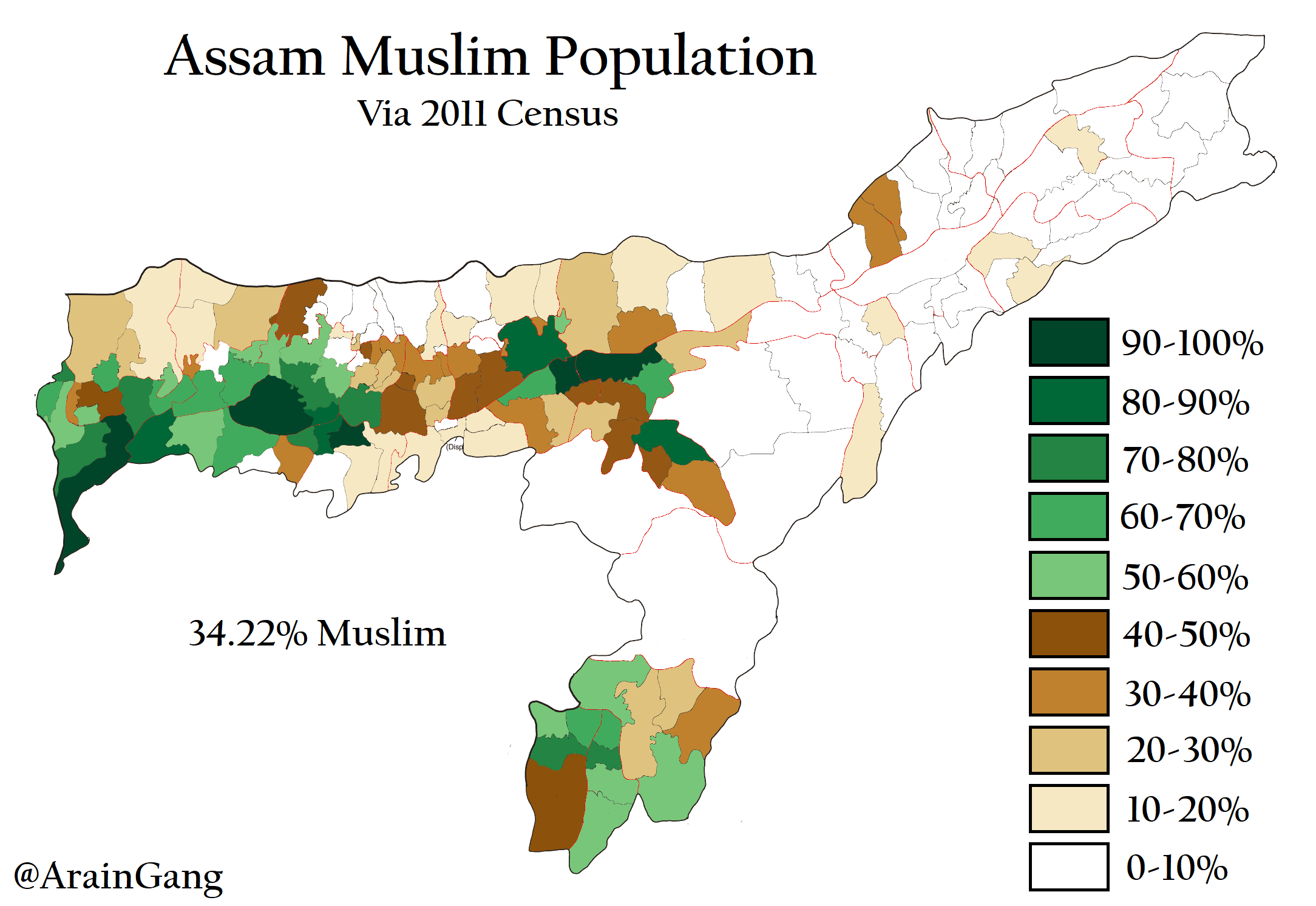Assam Muslim Population (OC) : r/MapPorn