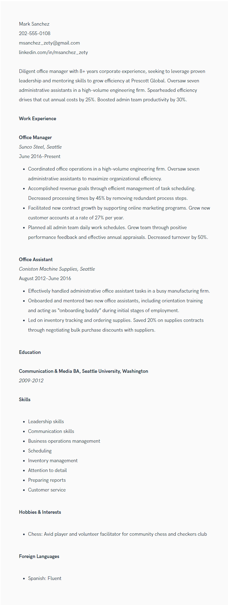 Resume Bullet Points Examples