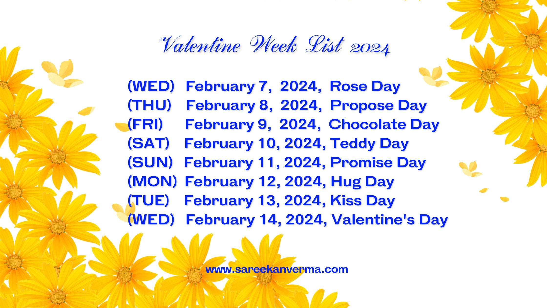 Valentine Week 2024 Calendar