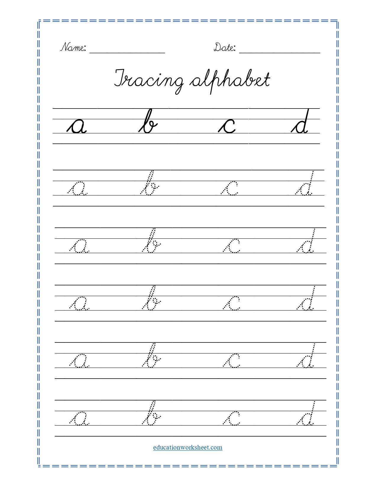 Lower Case Alphabet Worksheet