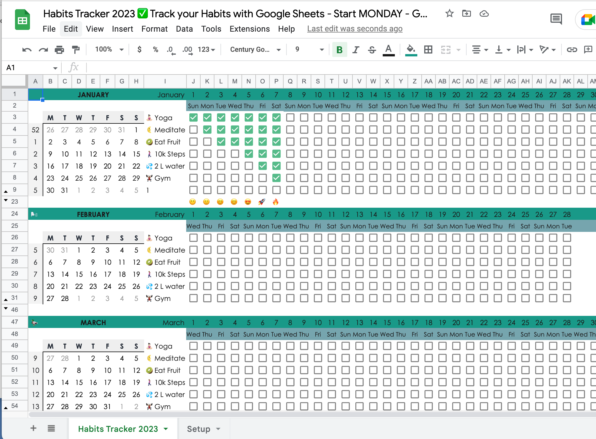 Habit Tracker Excel Templates