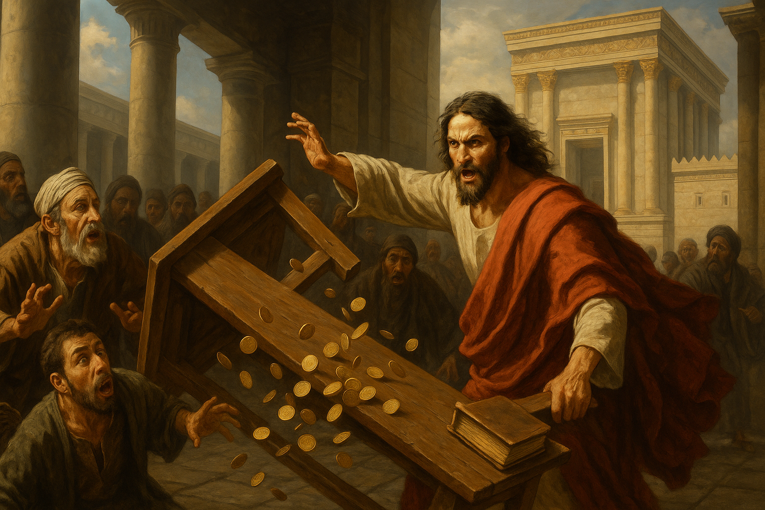 Jesus Upturning Tables