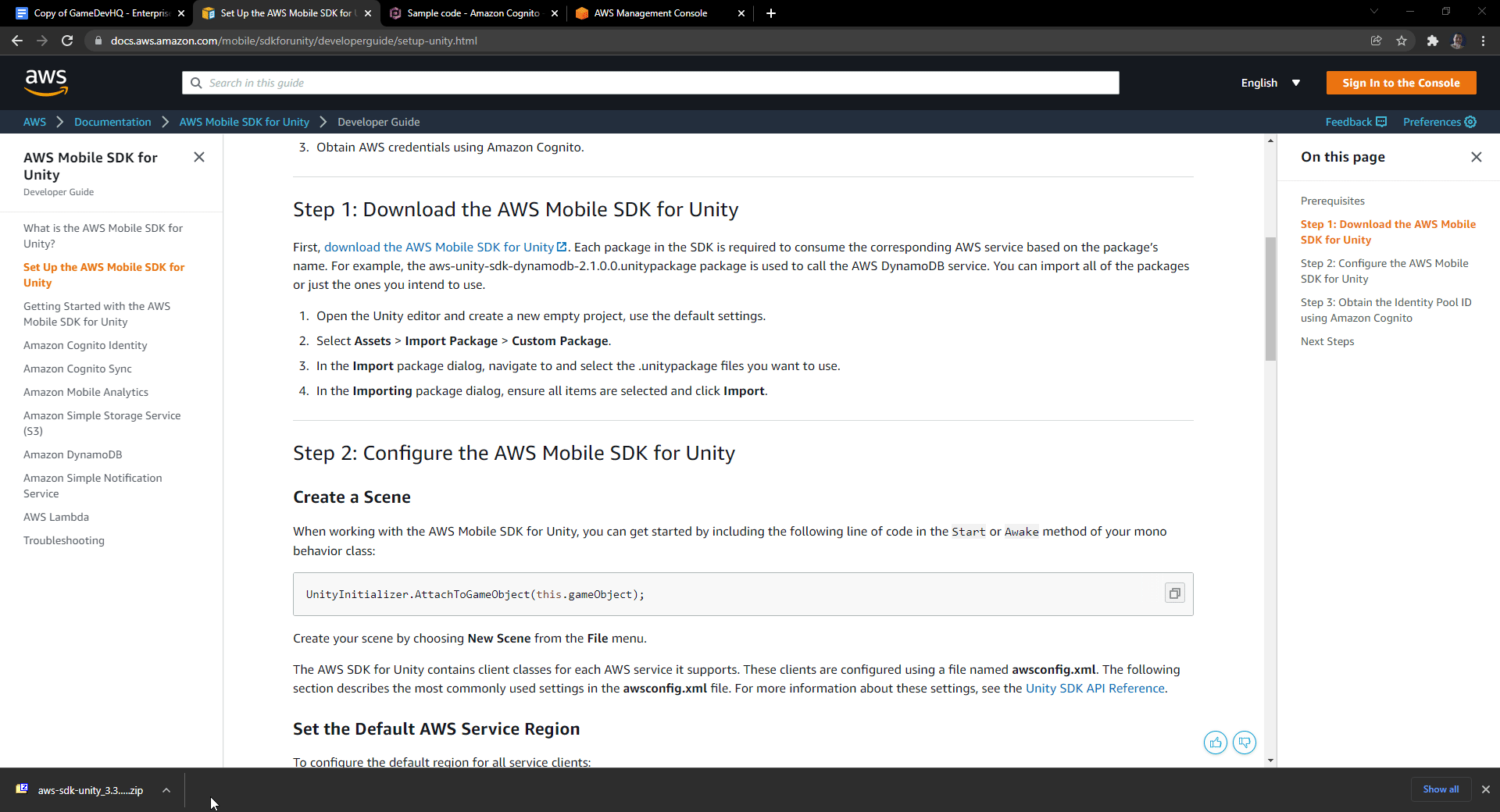 Getting Started With Aws For Unity By Addam Davis Medium 