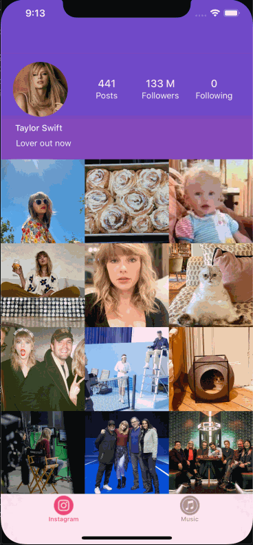 Swift Music App 6 Collection View Table View Scrolltorow Navigation Bar Colour By Penny Ng 