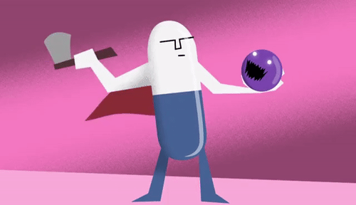 Antibiotics Killing Bacteria Cartoon