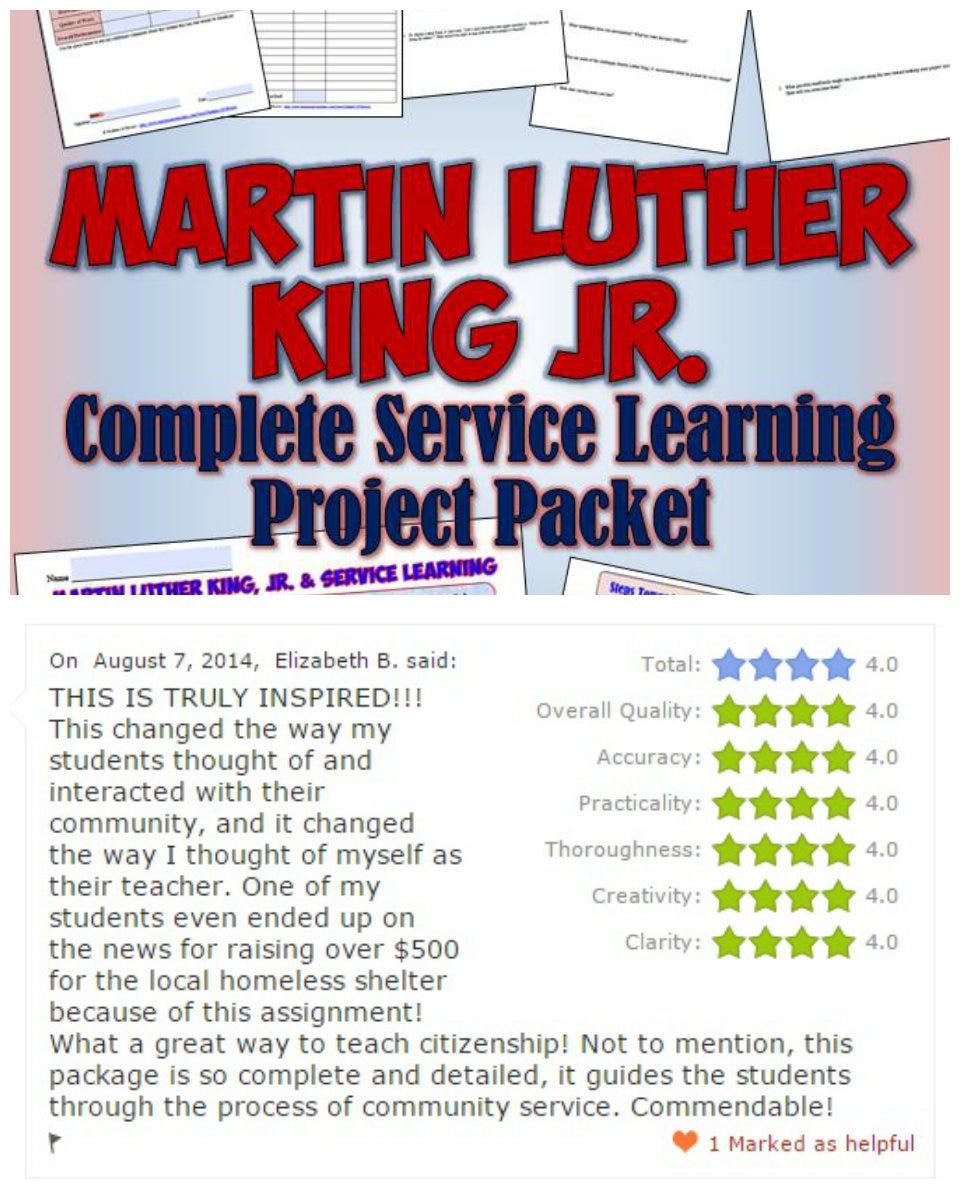 Service Learning Through Martin Luther King: Complete Project Packet ...