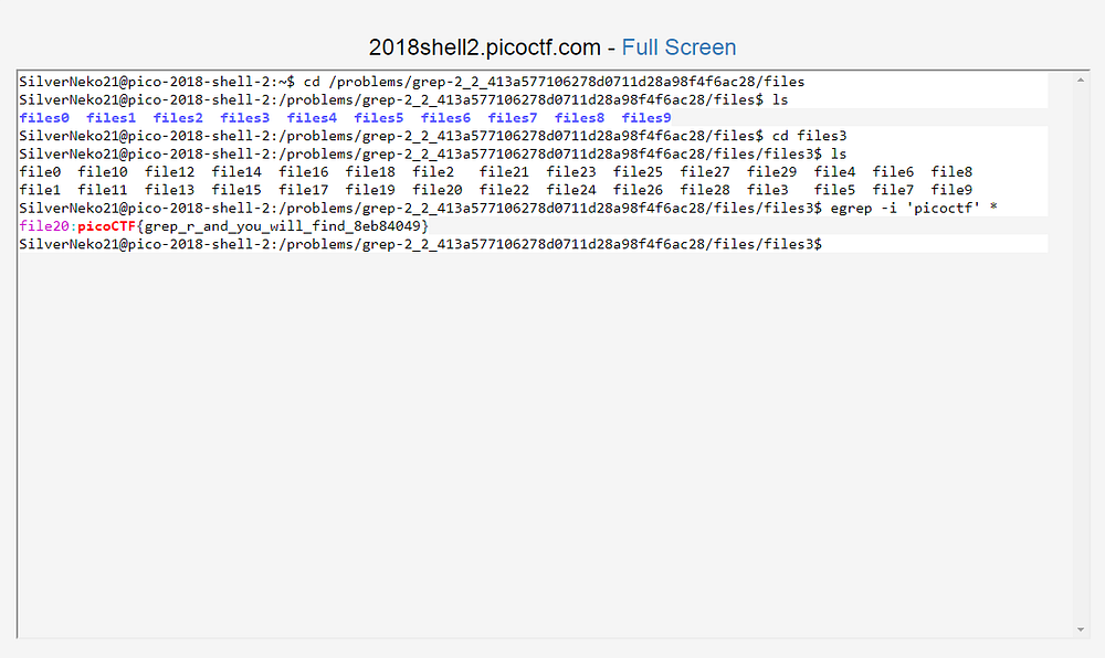 PicoCTF 2018: Grep 2 Solution. Located in the miscellaneous section… | by Silver | Medium