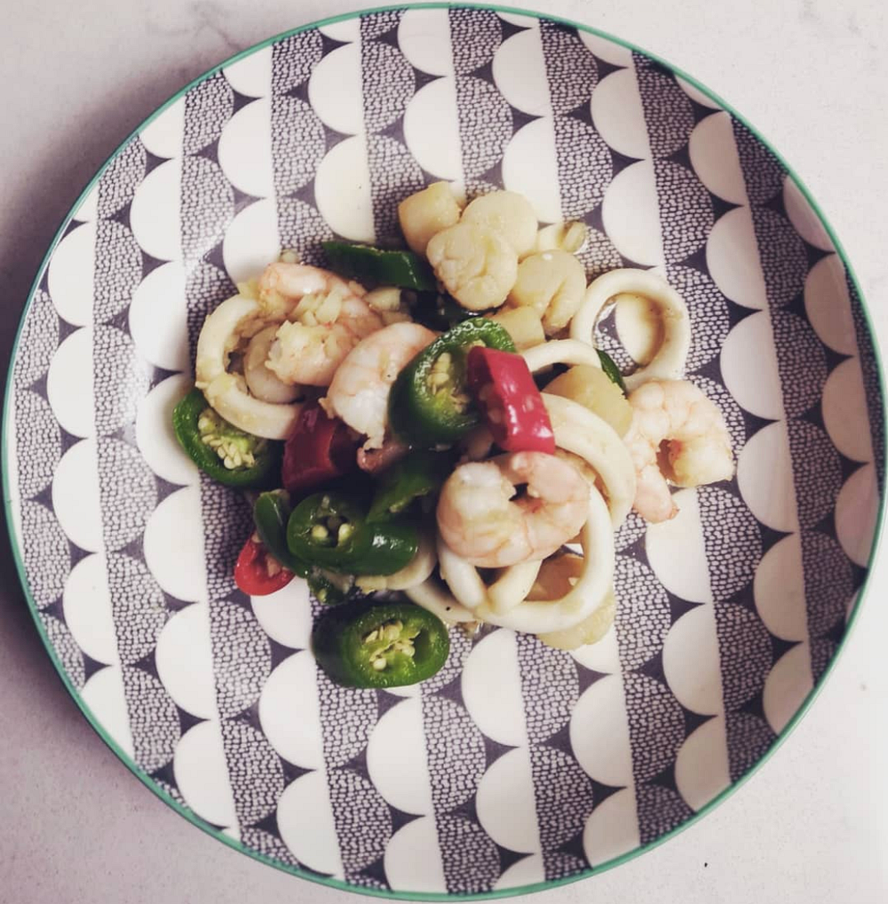 Taipei City style fish stir fry. This fiery green and red chillis dish ...