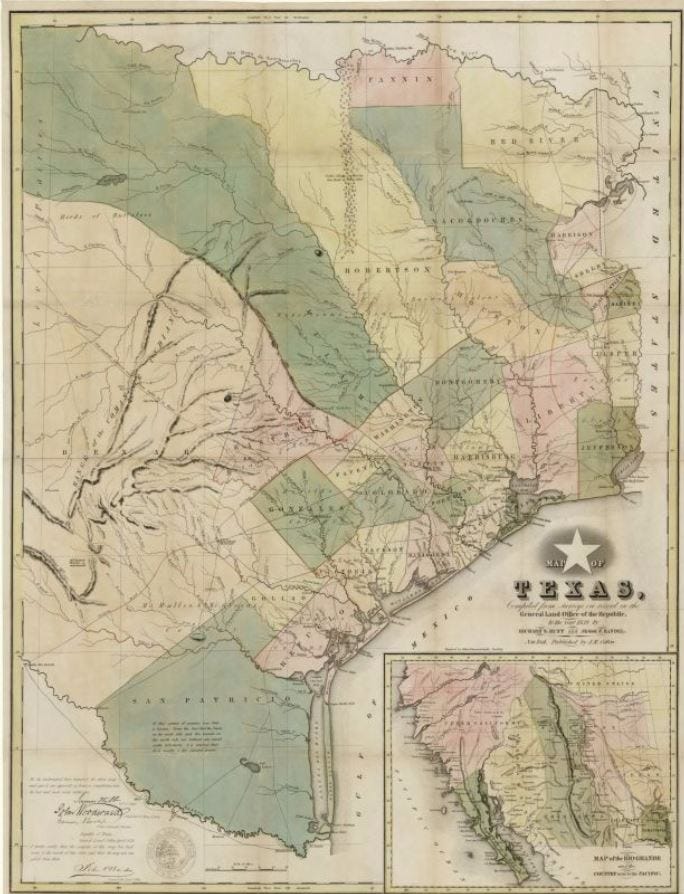 Map of Texas, compiled from surveys on record in the General Land ...