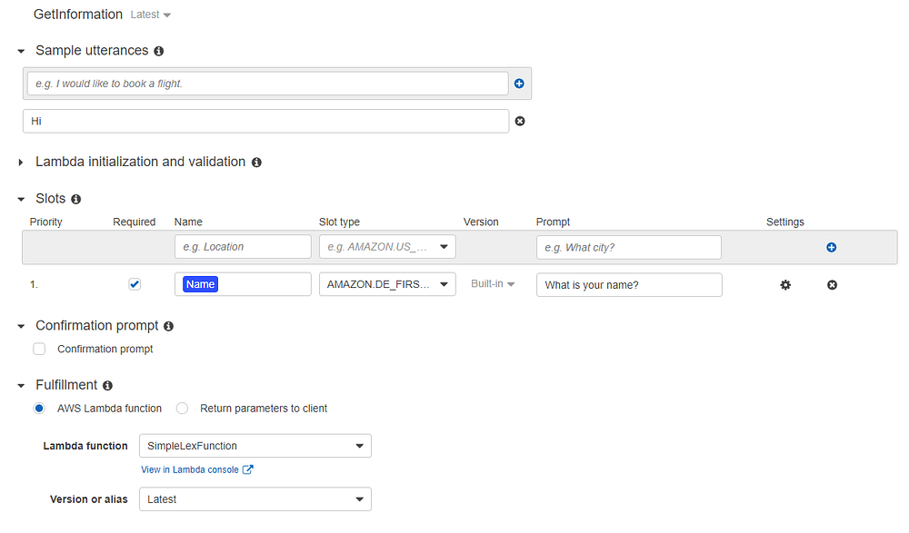 Creating A Chatbot With Amazon Lex And AWS Lambda | by Cobus Greyling ...