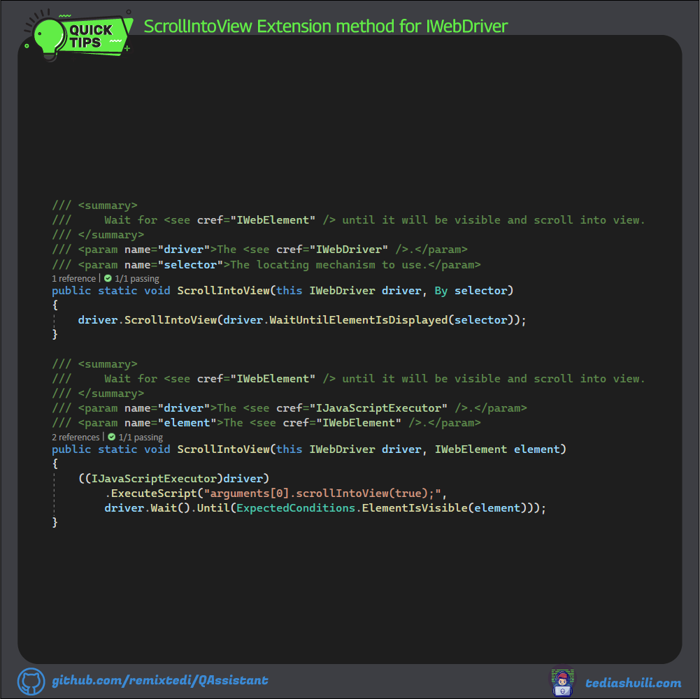 ScrollIntoView extension method for IWebDriver - Giorgi Tediashvili ...