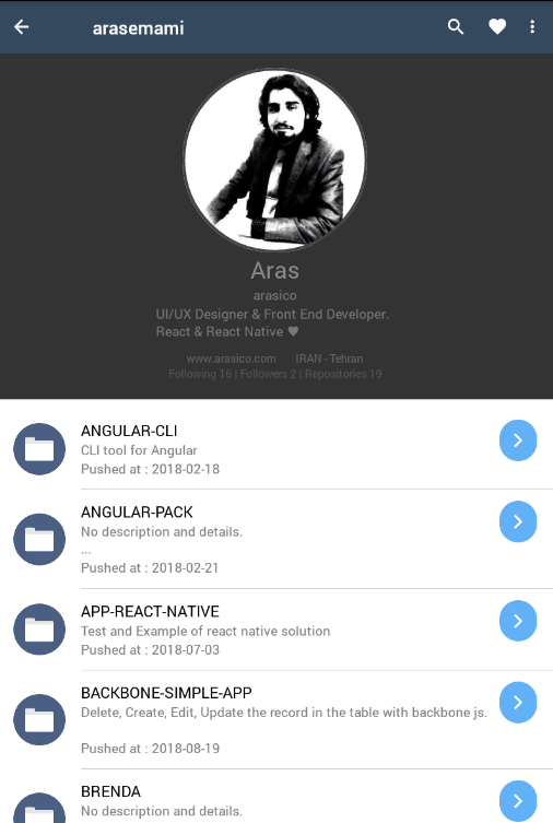 Github App with React Native. Hi guys I tried to write an open source ...