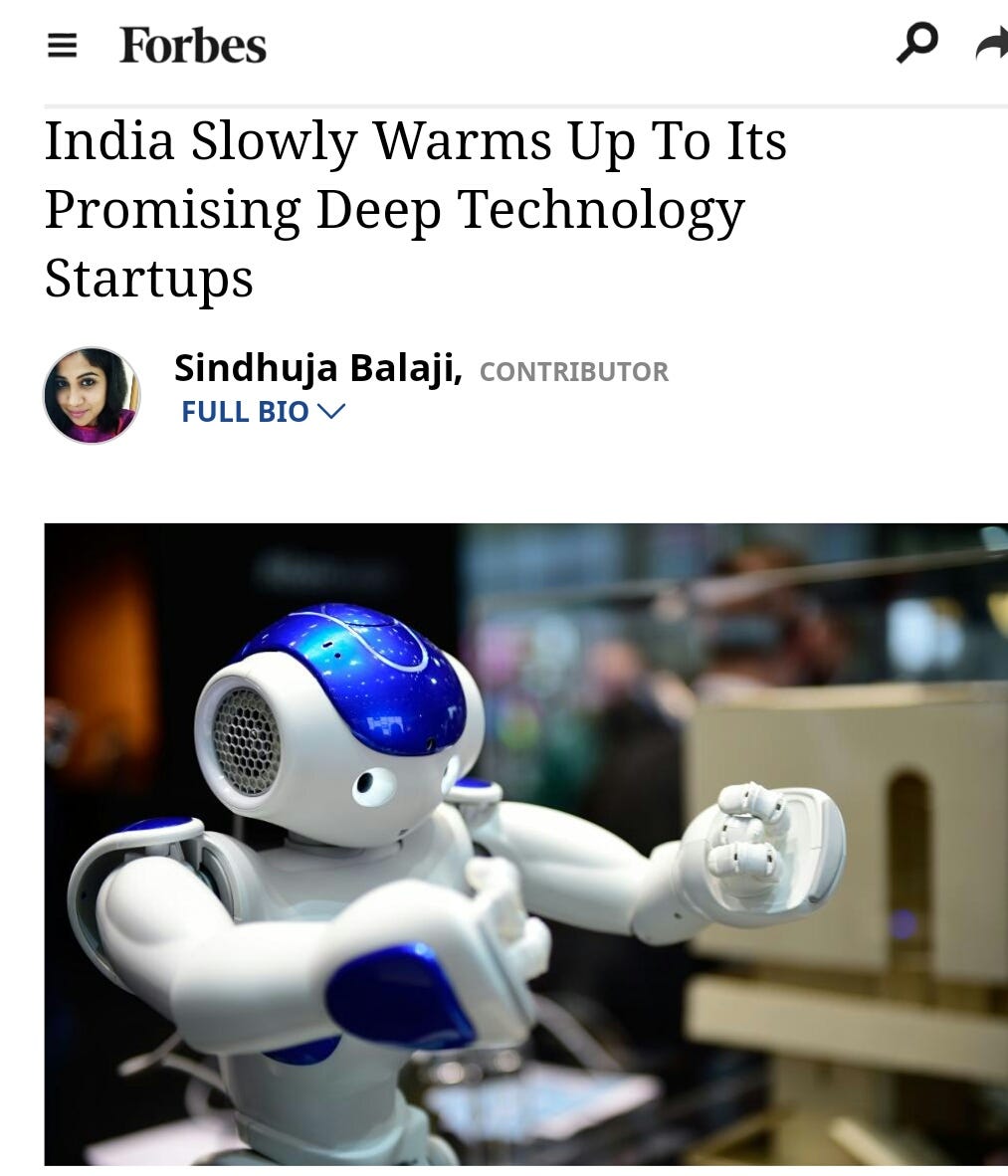 Forbes says #India warming up to #deep-IP #deep-tech startups. True ...