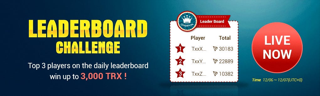 Leaderboard Challenge — Top 3 Players take all | by Tron Jack | Medium