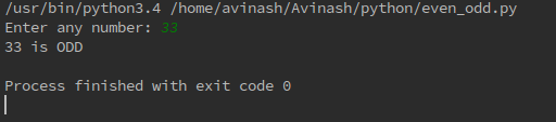 Python Program To Find Whether An Integer Is Even Or Odd Number By Avinash Nethala
