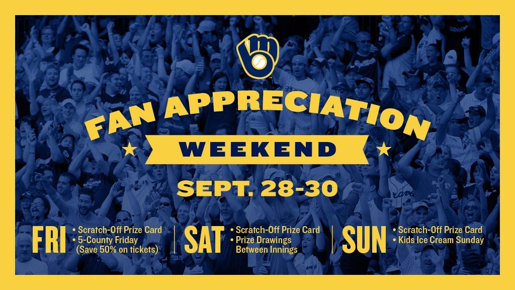 BREWERS TO HOST FAN APPRECIATION WEEKEND | by Caitlin Moyer | Medium