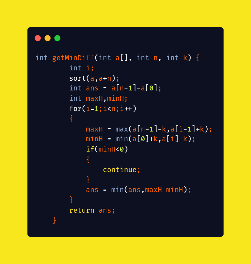 Minimize the maximum difference between the heights | by Prakhar Kapoor ...