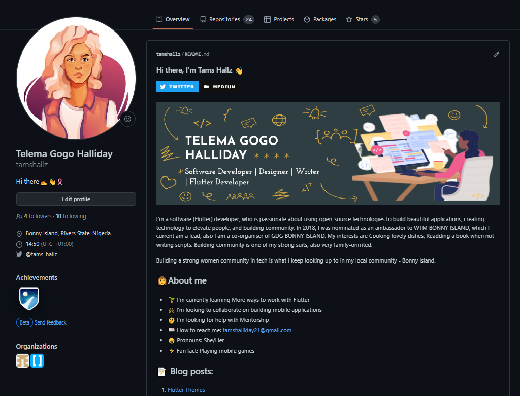 Adding README page on your GitHub Profile | by Telema Gogo Halliday ...