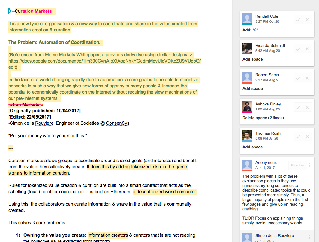 Curation Markets Update: 30 October 2017 | by Simon de la Rouviere | Medium