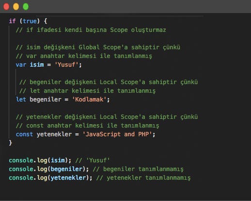 Javascript’te Scope kavramını anlamak | by Yusuf GÜNGÖR | Medium