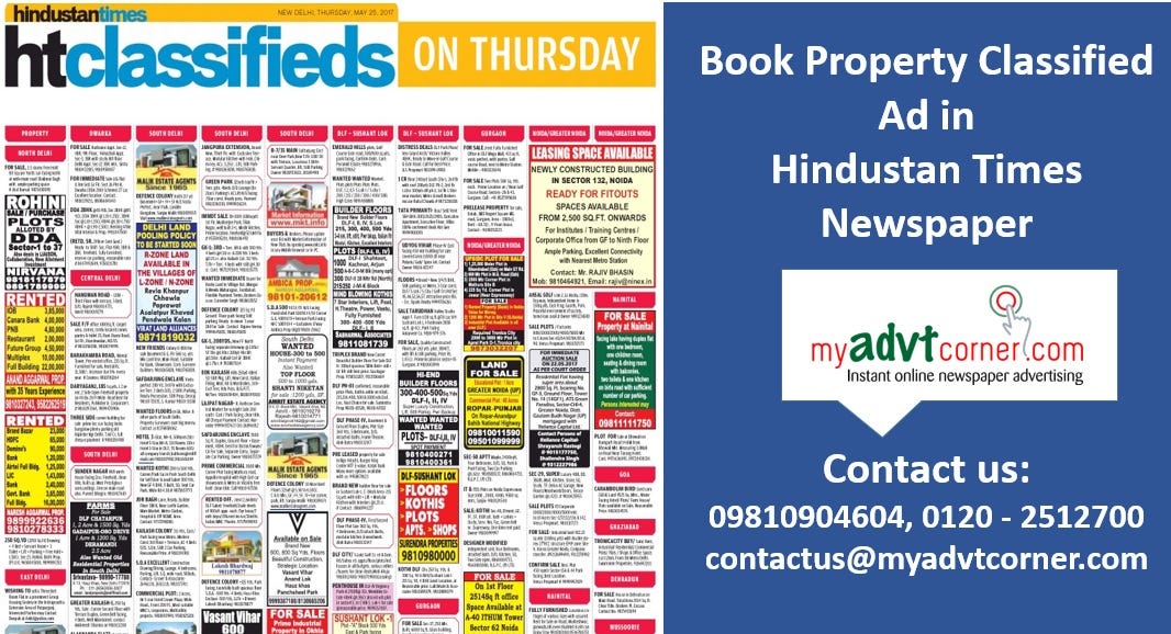 DO NOT WAIT MORE AND PUBLISH HINDUSTAN TIMES PROPERTY ADVERT TODAY | by ...