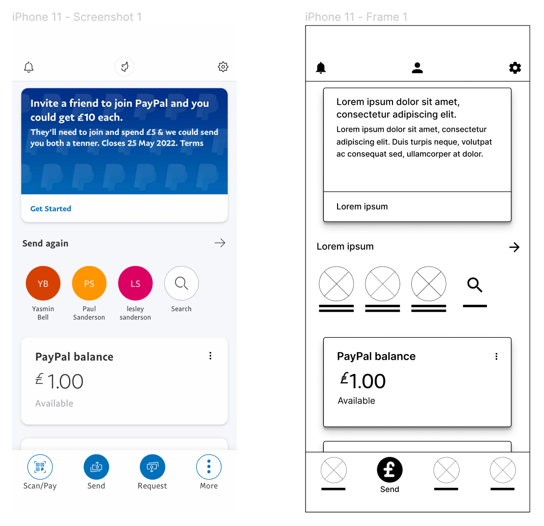 Wireframing in Figma: PayPal mobile app. | by Luke Sanderson | Medium