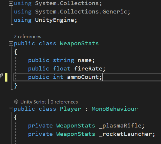 Classes in C# using Unity. What are classes, custom classes, and… | by Jared Amlin | Level Up Coding