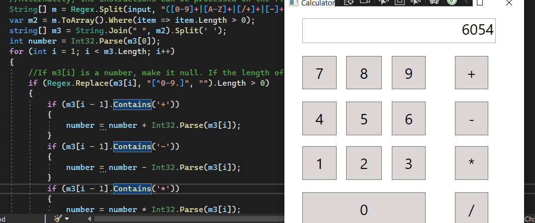 A Calculator App in C# — Regex?. I am currently going through a course ...