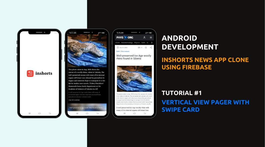 How to create Vertical ViewPager with swipe card in Android | Inshorts News App Clone PART 1 ...
