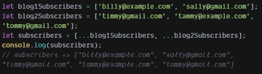 spread operator | rest operator | | Programming Note