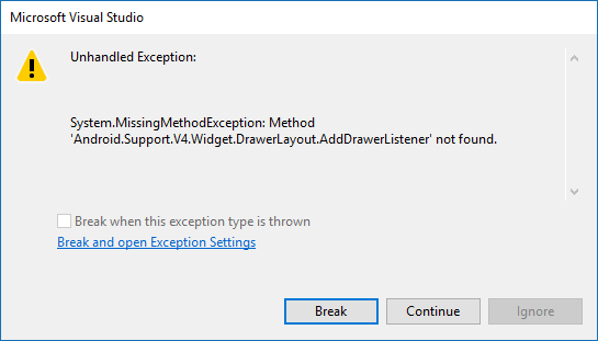 Android.Support.V4.Widget.DrawerLayout.AddDrawerListener not found. | by angelobelchior | Medium
