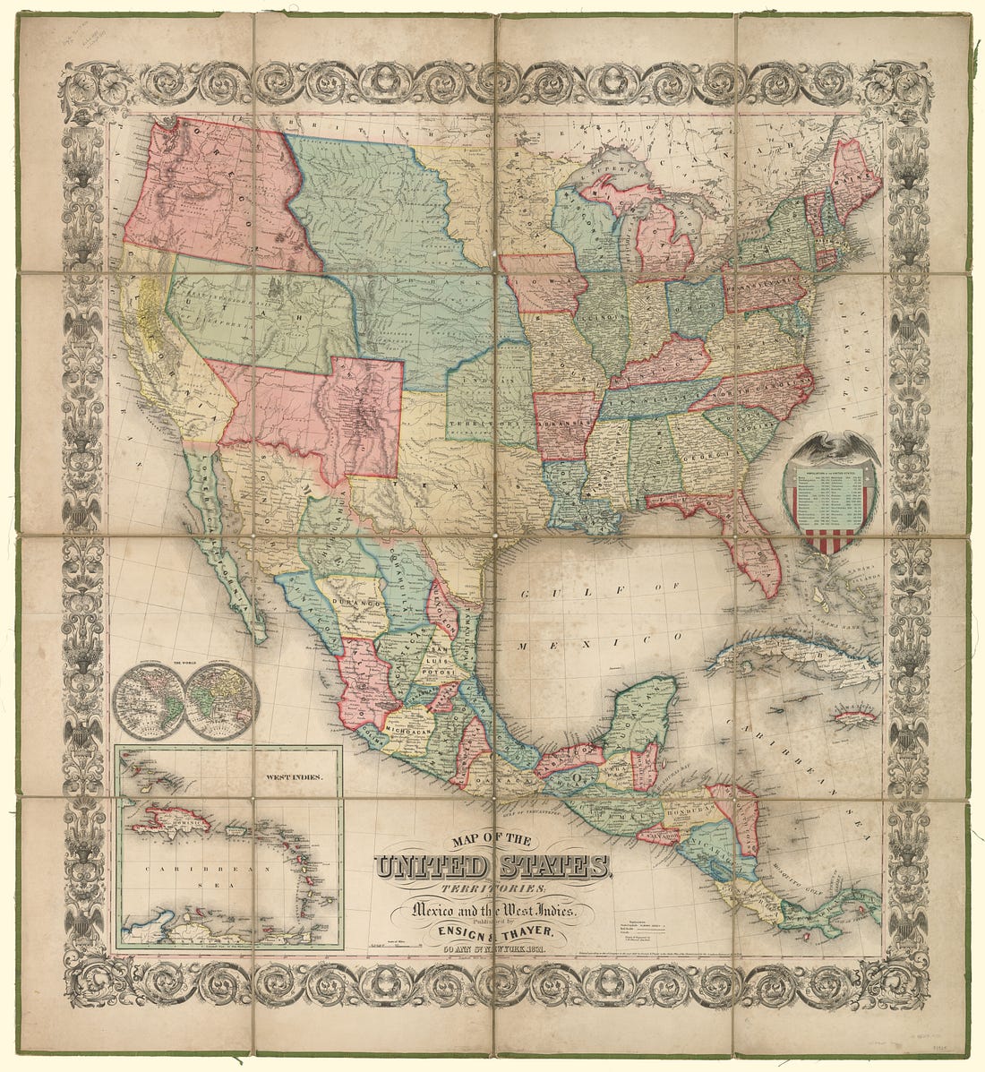 Map of the United States with its territories: also Mexico and the West ...