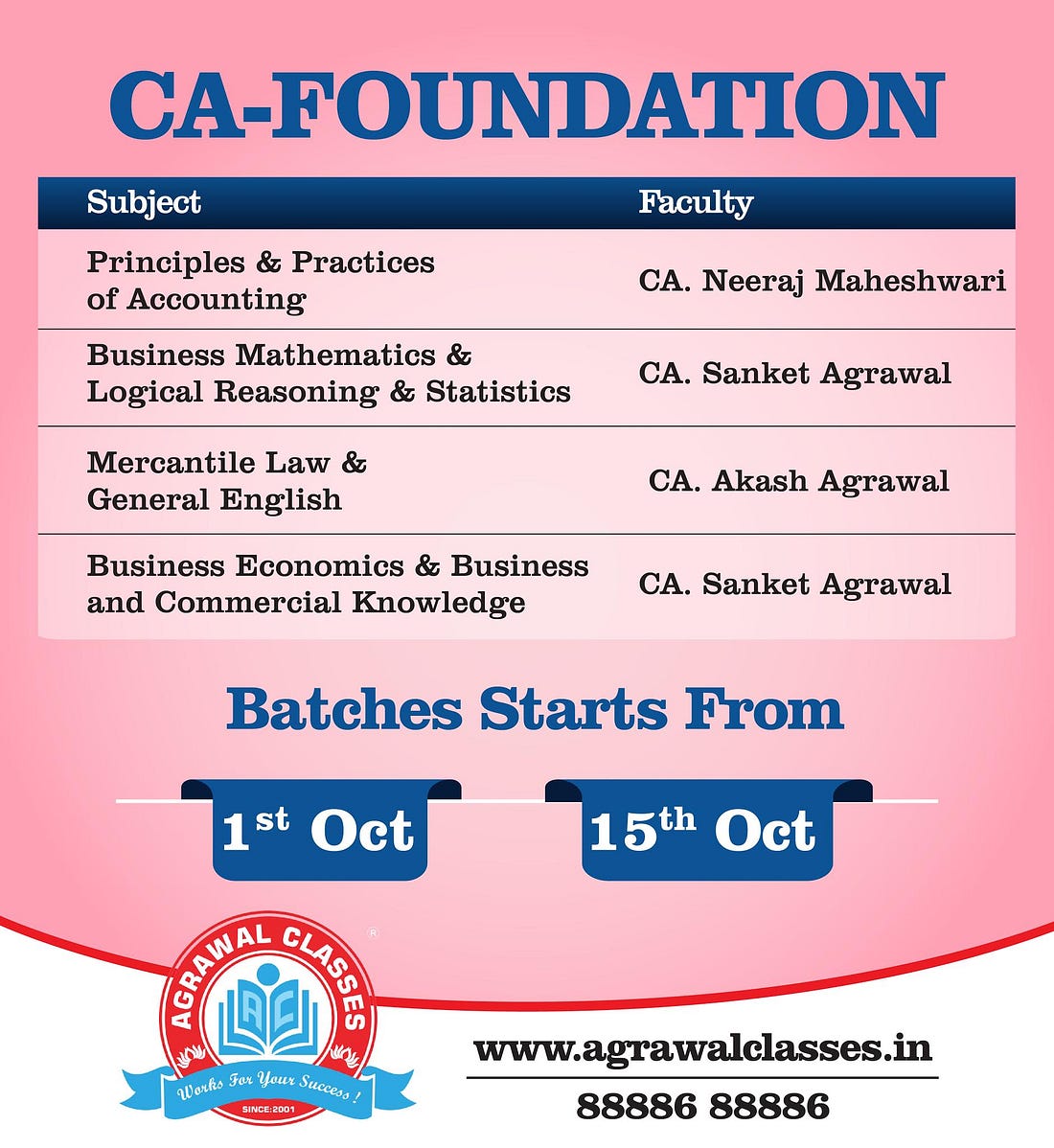 New Batches For CA Foundation Hello Students By Agrawal Classes new-batches-for-ca-foundation-hello-students-by-agrawal-classes