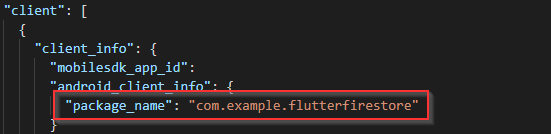 Flutter: Notificación en la compilación de la App: “No matching client found for package name ...