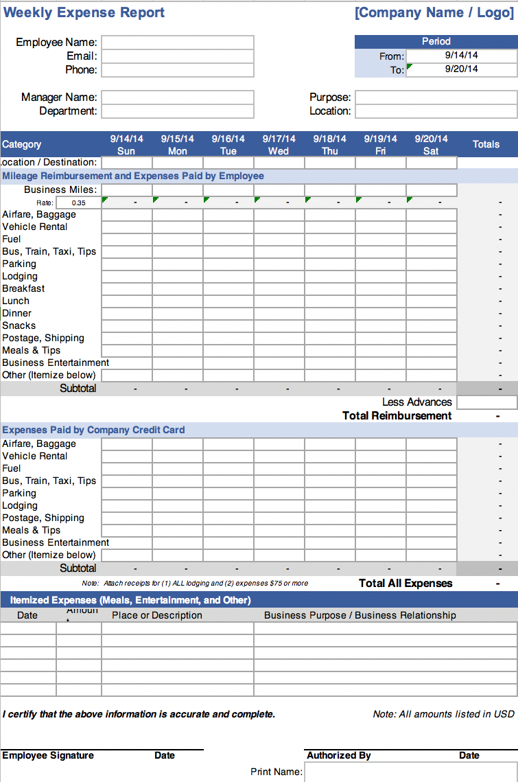 The 7 Best Expense Report Templates For Microsoft Excel By Teampay 