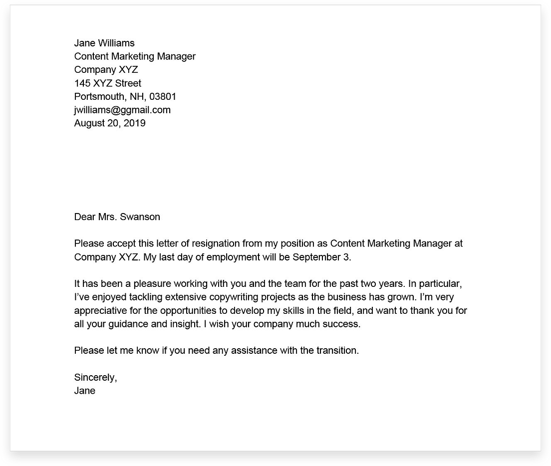 How To Write A Professional Resignation Letter With Samples By 