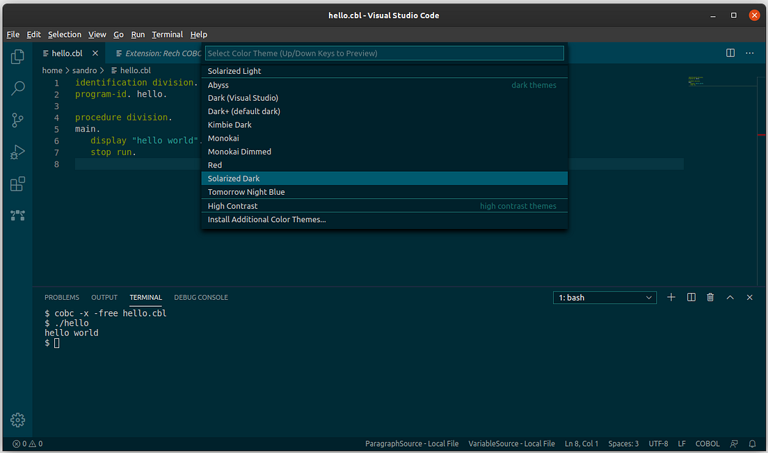 Programando em COBOL no Visual Studio Code | by Sandro Silveira | Medium