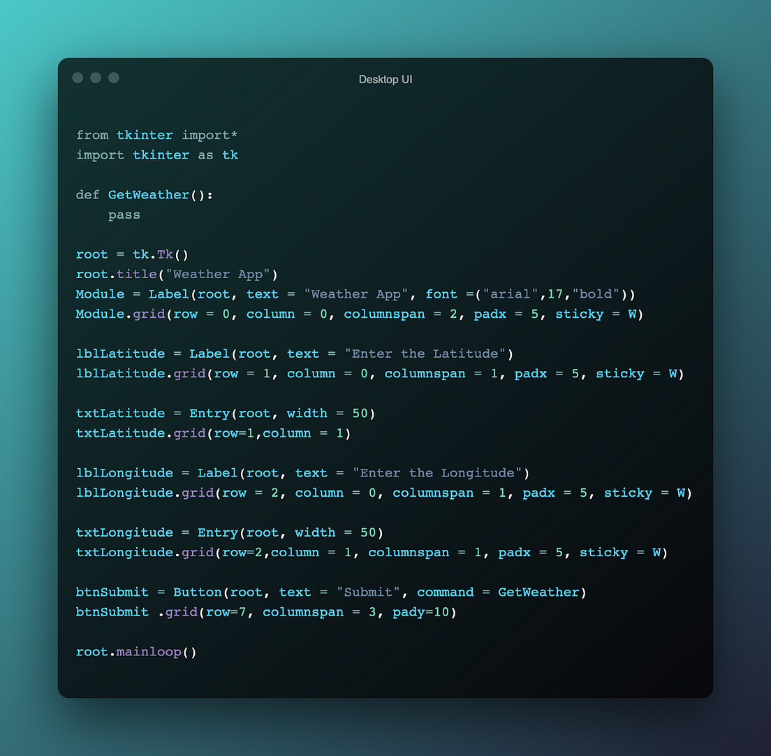 Build A Desktop Based Weather App Using Python By