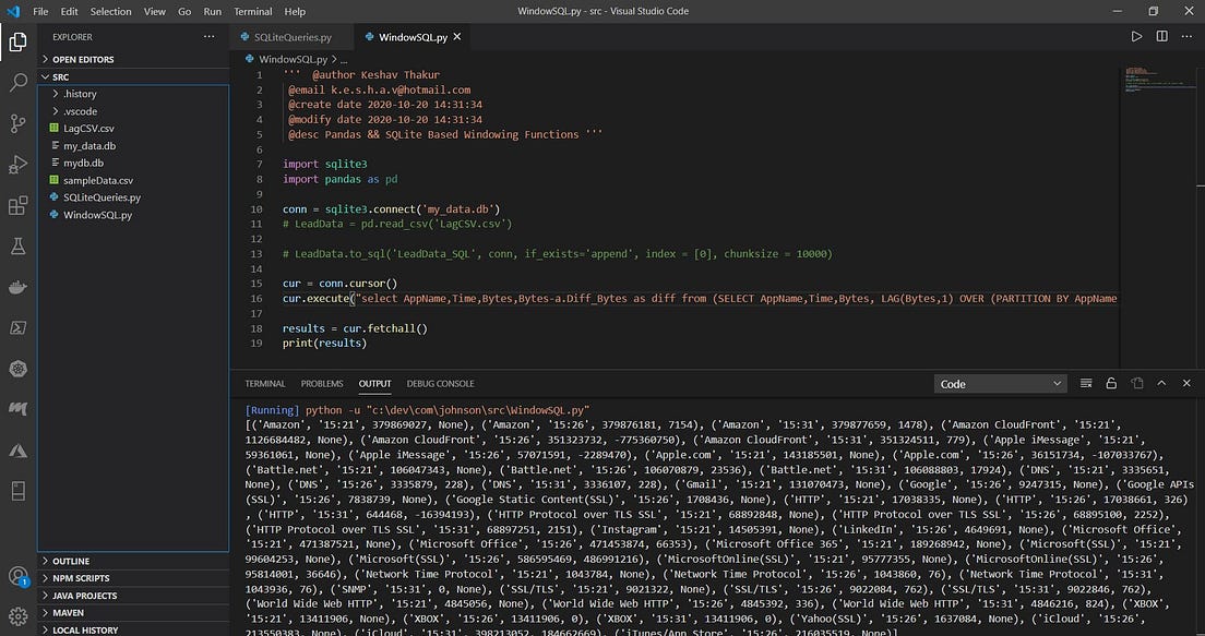 Windowing Function For Sqlite3 Using Python On Vscode By Keshav Thakur Medium