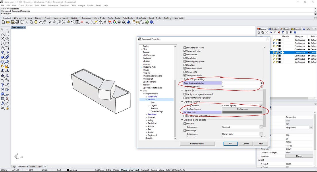 Rhino Tutorial: Customizing Perspective View Settings and Making Simple ...