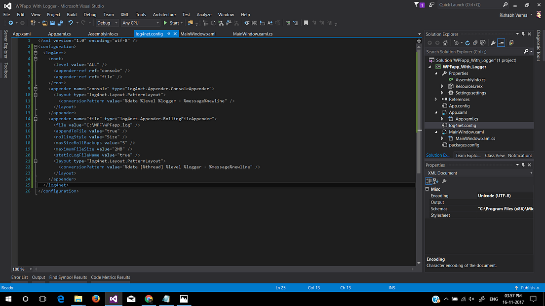 Logger for WPF Application. Using Apache log4net. | by Rishabh Verma ...