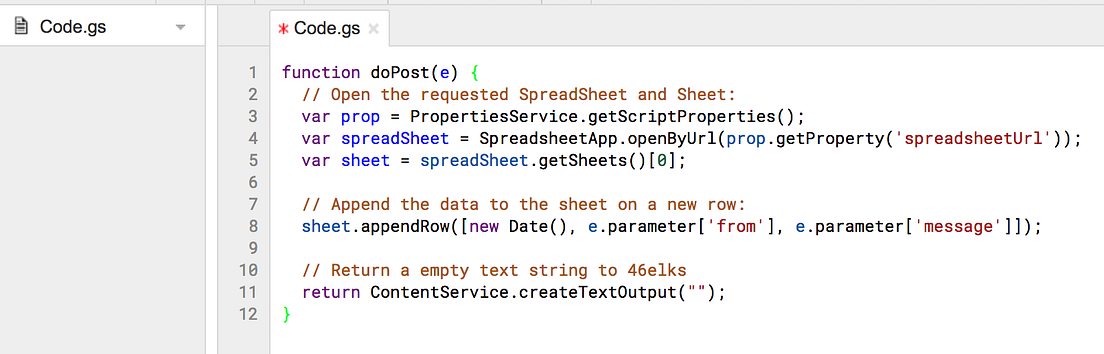 Forwarding Incoming SMS to Google Sheets | by 46elks | 46 thoughts | Medium