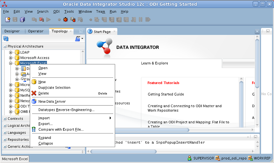 Using the Oracle Data Integrator (ODI) 12.2.1 with Microsoft Excel Data, via the OpenLink JDBC ...