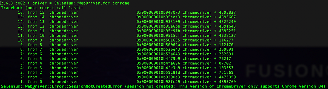 Selenium Webdriver Error Sessionnotcreatederror Session Not Created This Version Of