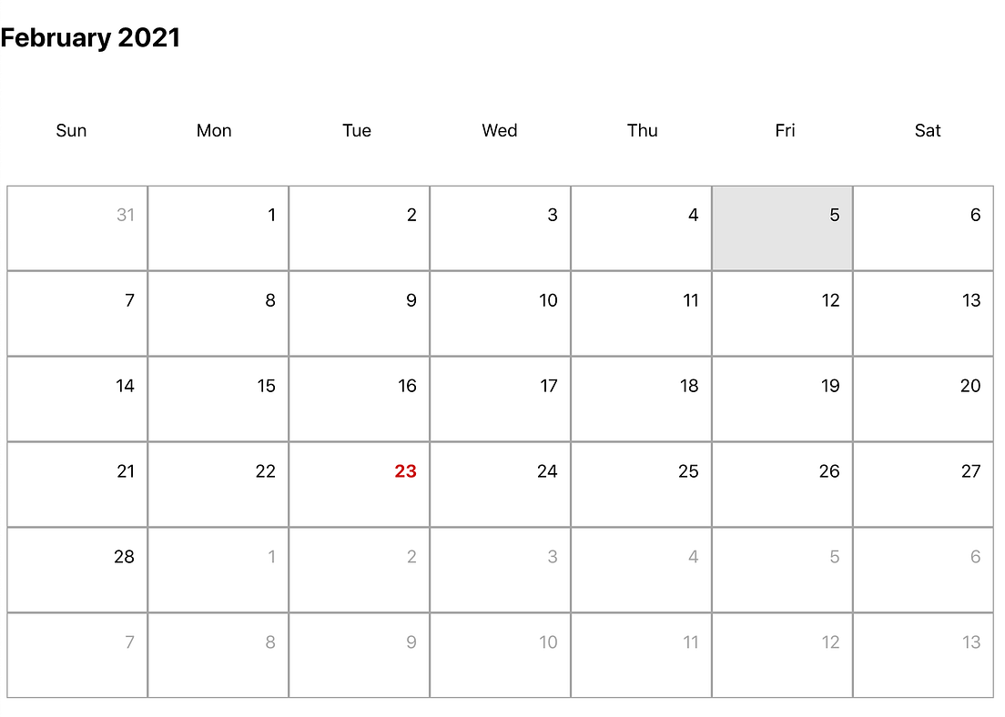 How to create a calendar from scratch in React | by Derrick Otte | Medium